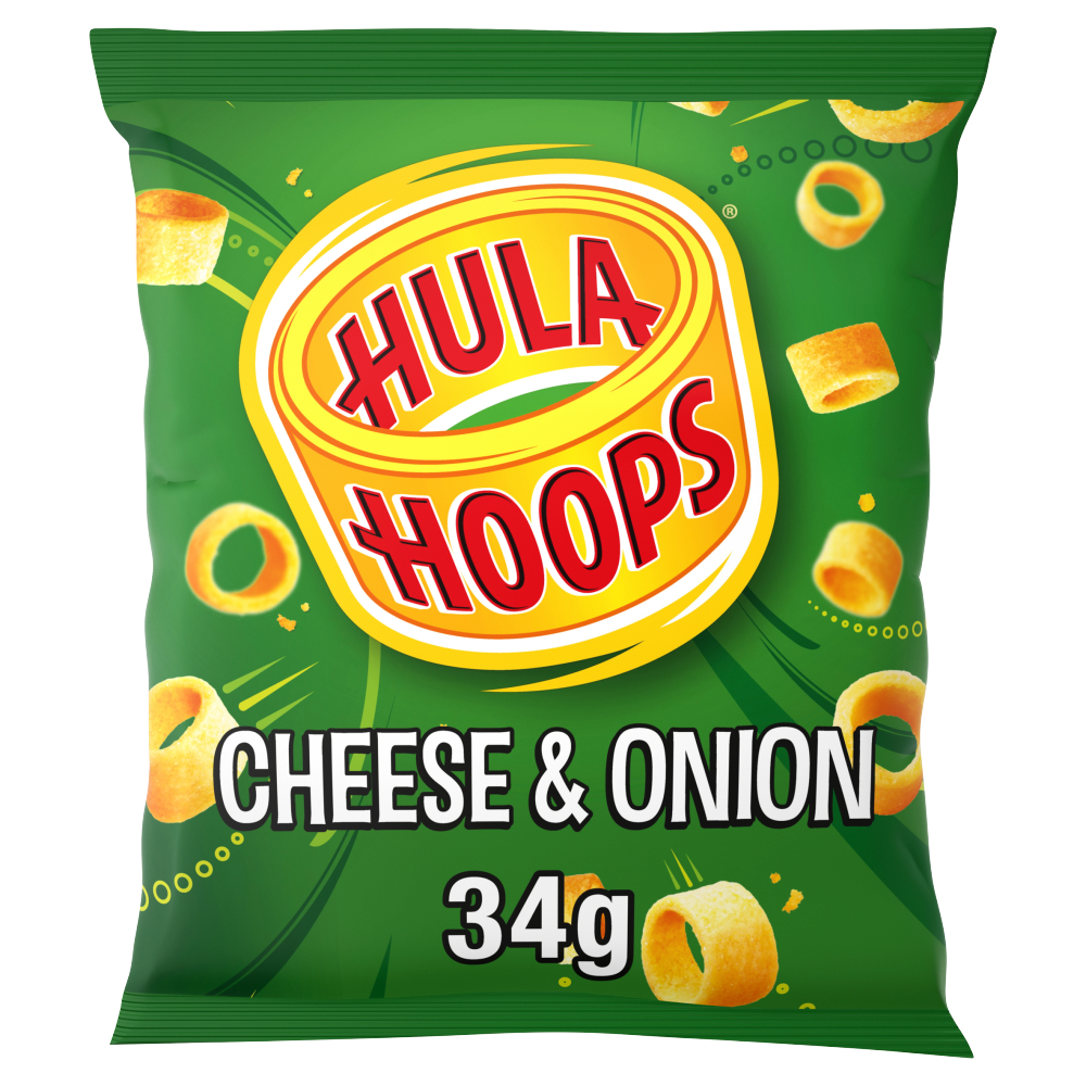 Hula Hoops Crisps Cheese & Onion Flavor 34g Bag